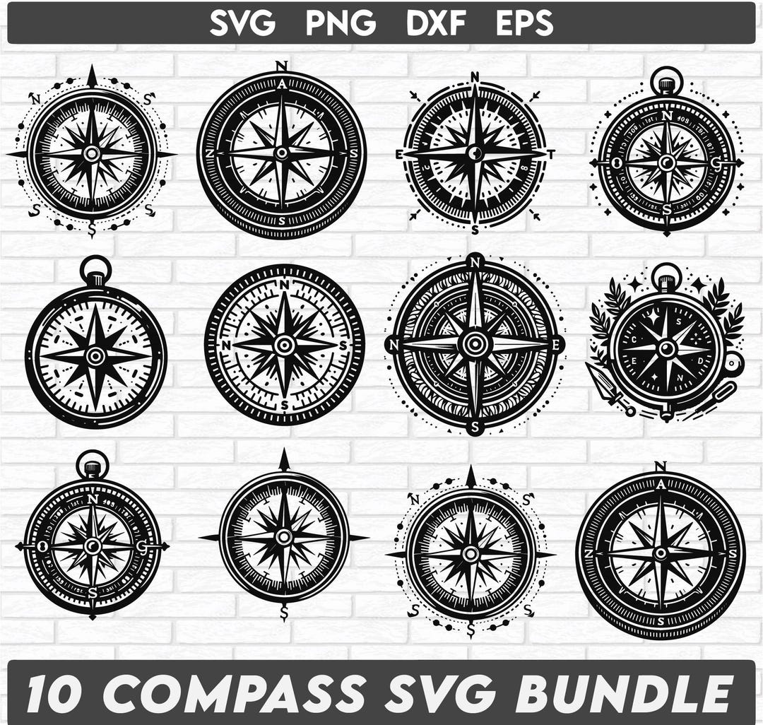 Compass Svg Bundle, Compass Svg, Nautical Compass, Vintage Compass ...