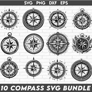 Compass Svg Bundle, Compass Svg, Nautical Compass, Vintage Compass ...