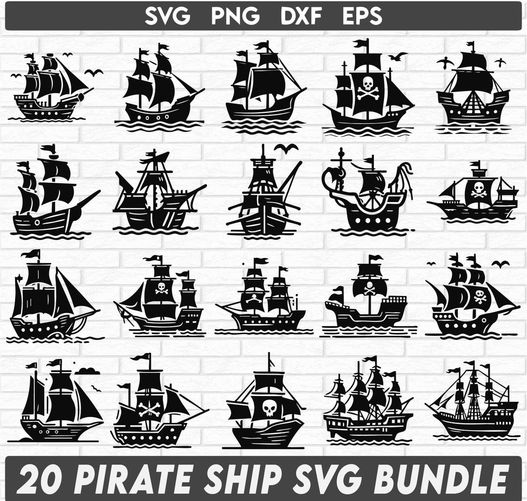 Pirate Ship SVG, Black Ship Svg, Pirate SVG, Pirate Ship Silhouette SVG ...