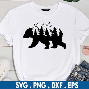 Bear SVG Bundle, Mountains Pine Trees Grizzly Bear SVG Cut File for Cricut, Silhouette, Snowy ...
