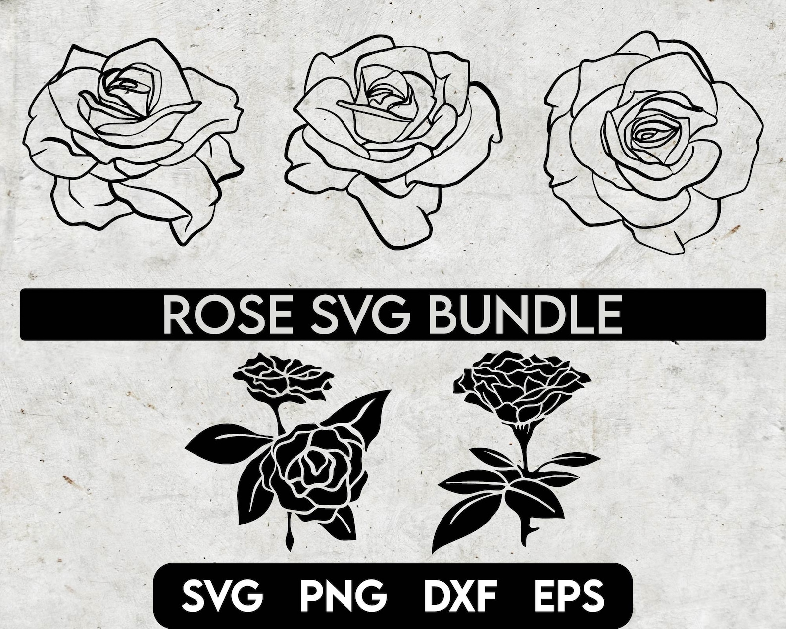 Rose Svg Bundle, ROSES Svg, Rose Clipart Bundle, Rose Svg Cut Files for ...
