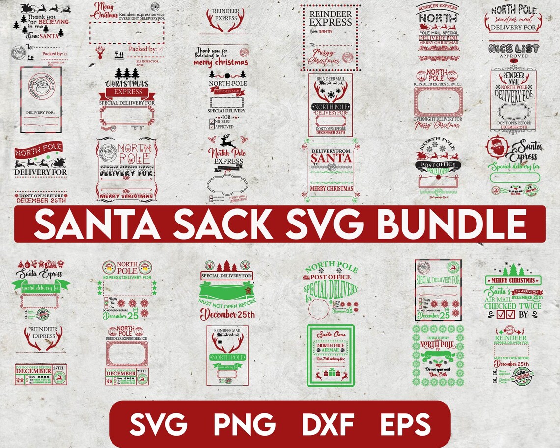 Santa Sack Svg Bundle Santa Bag Svg Christmas Santa Sack - Etsy