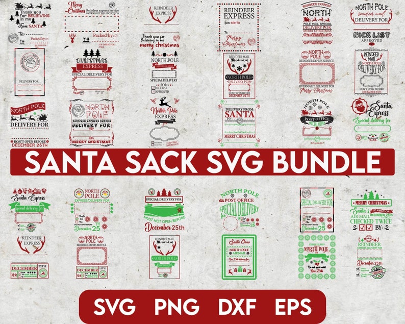 Santa Sack Svg Bundle Santa Bag Svg Christmas Santa Sack - Etsy