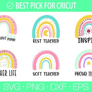 Teacher Rainbow Svg Bundle, Teacher Rainbow Png SVG, Teacher Life Svg ...