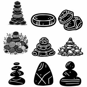 Pile of Stones SVG Bundle, Pile of Rocks Boulder Stone Stack Mound Heap ...