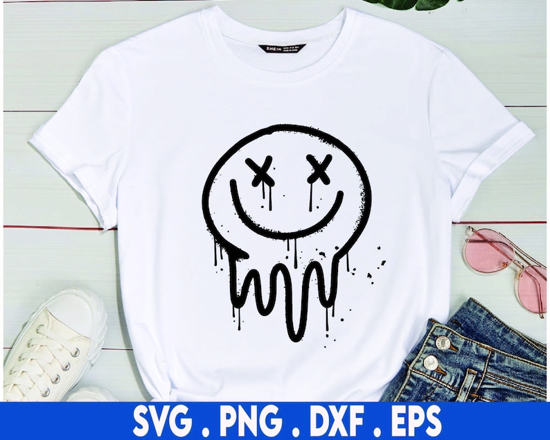 Dripping Smiley Face Svg , Scary Face SVG, Groovy Face, Halloween Svg ...