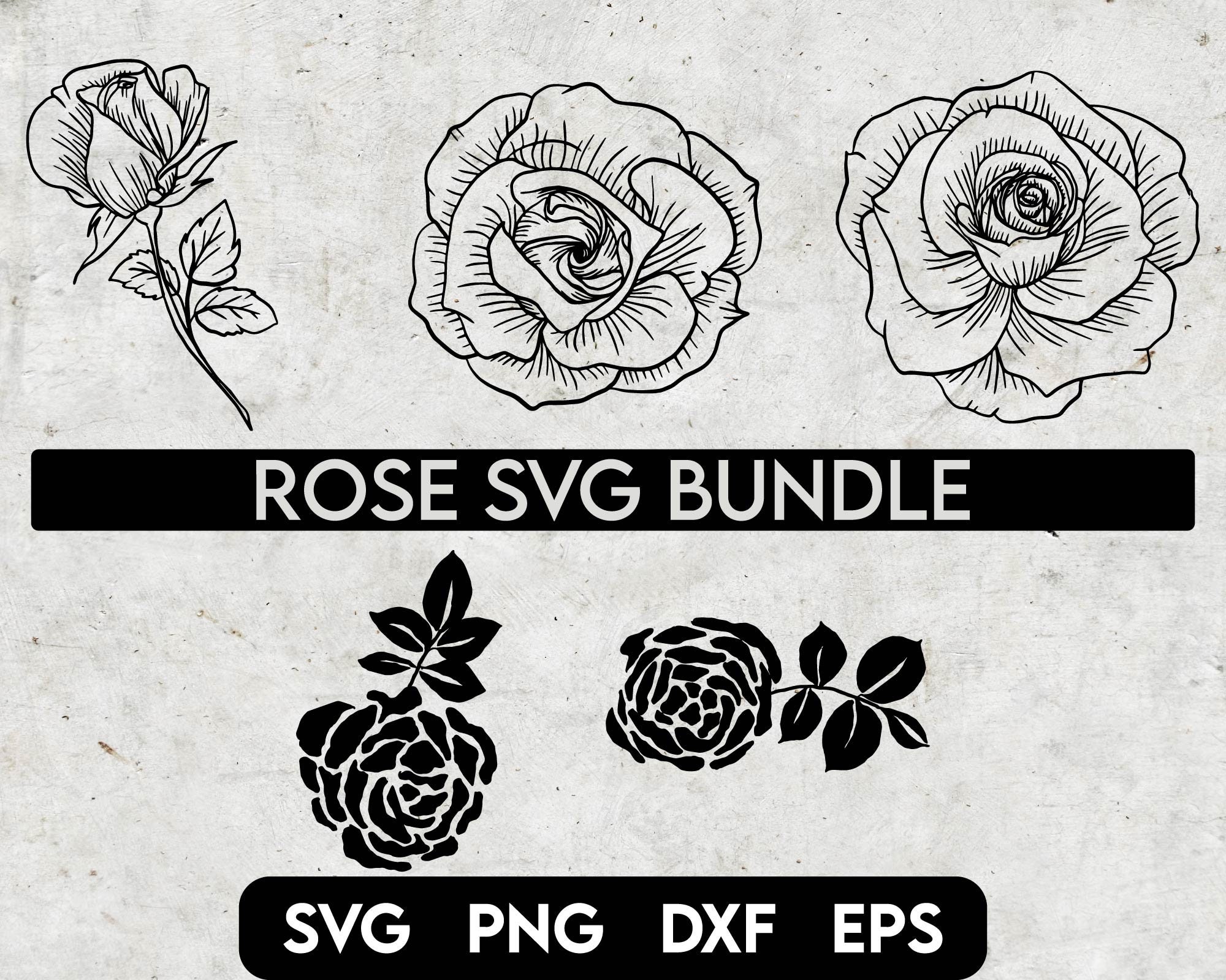 Rose Svg Bundle, ROSES Svg, Rose Clipart Bundle, Rose Svg Cut Files for ...