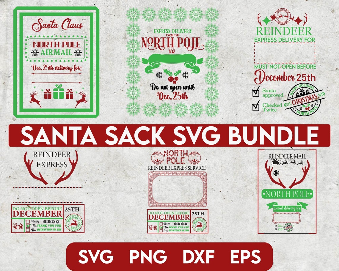 Santa Sack Svg Bundle Santa Bag Svg Christmas Santa Sack - Etsy
