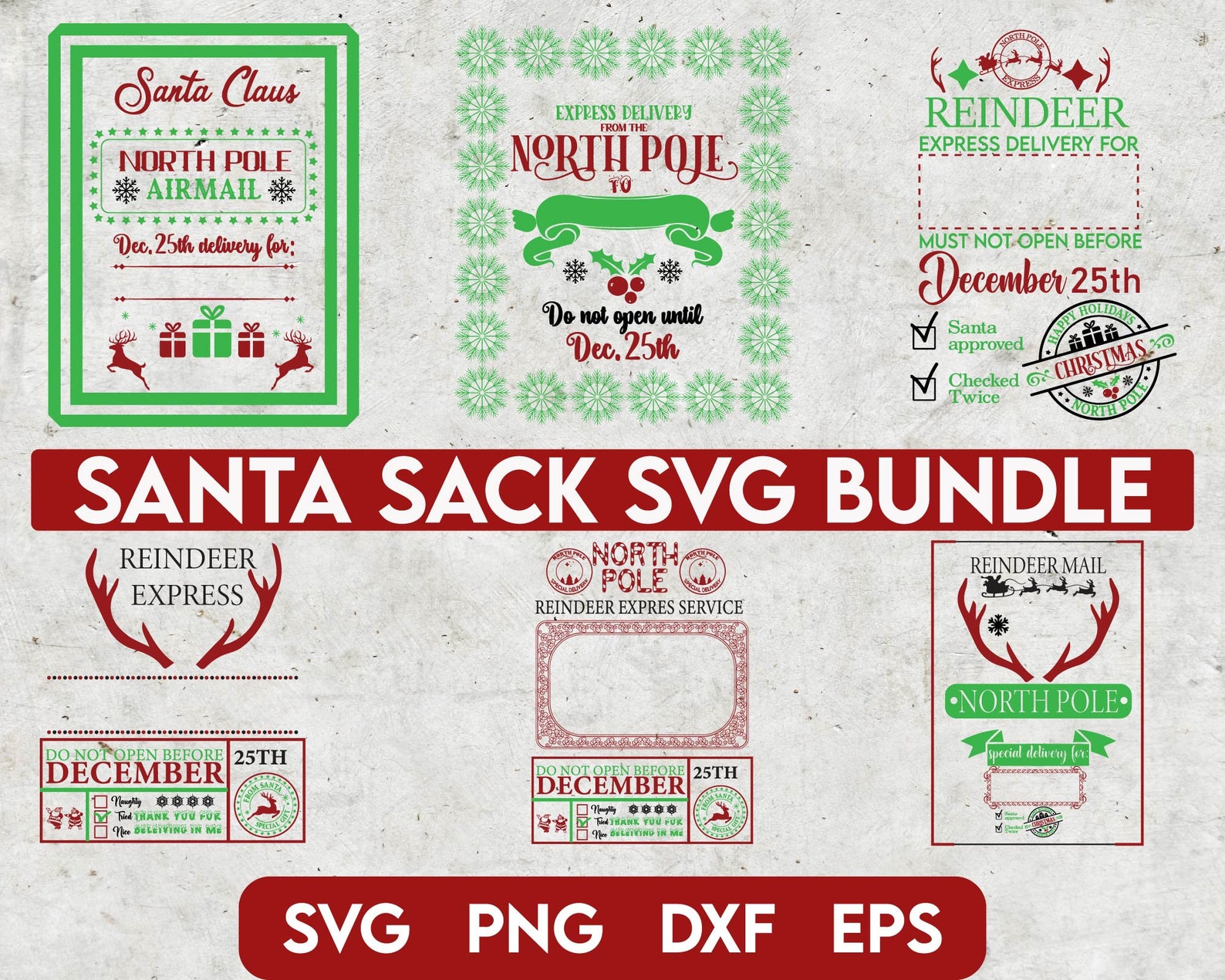 Santa Sack Svg Bundle, Santa Bag Svg, Christmas Santa Sack Svg, Santa ...