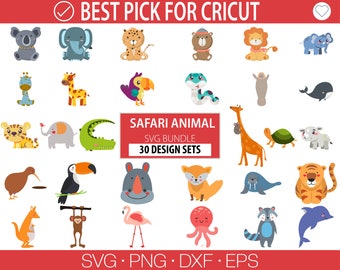 Jungle Animals SVG Bundle, Safari Animals Clipart, Giraffe Svg, Lion ...