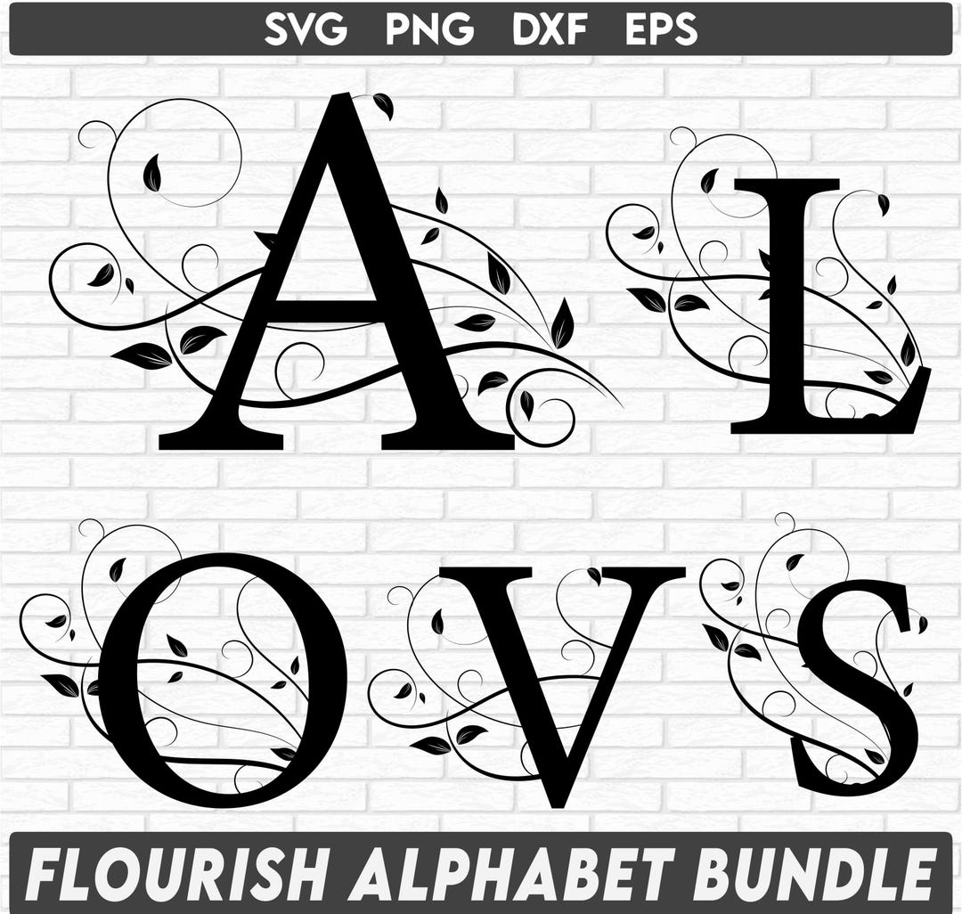Flourish Alphabet SVG, Monogram SVG, Monogram Png, Monogram Alphabet ...