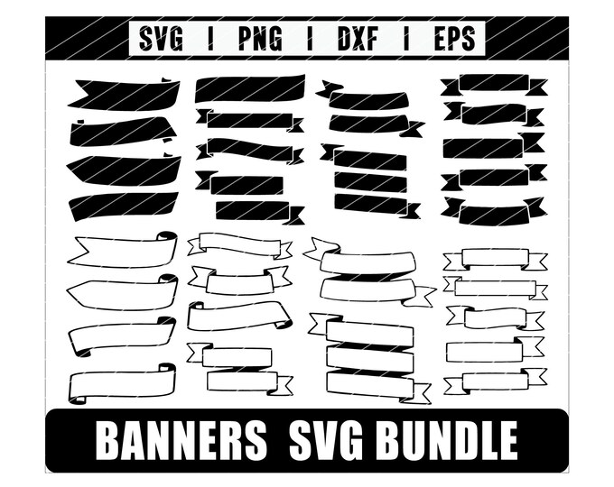 Banner Svg Bundle, Ribbon Label Silhouette, Header Banners Template ...
