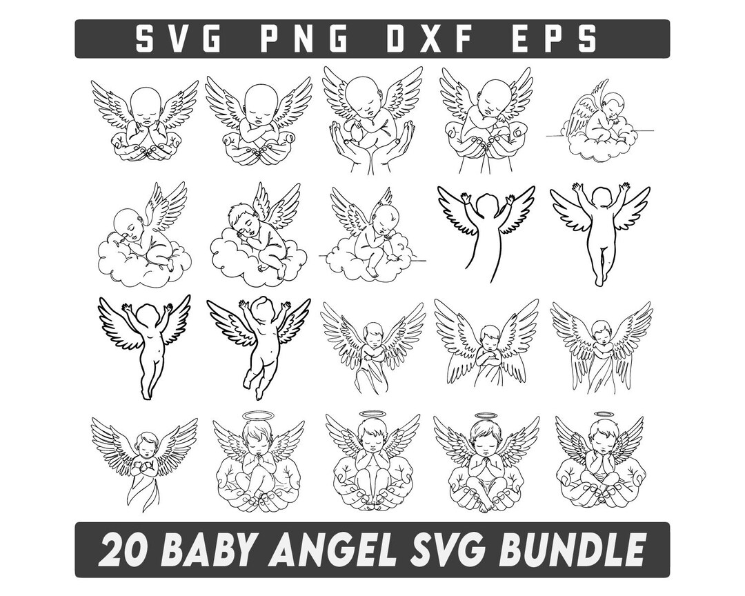 Baby Angel Svg Bundle, Angel Wings Svg, Mom Holding Baby Angel Svg ...
