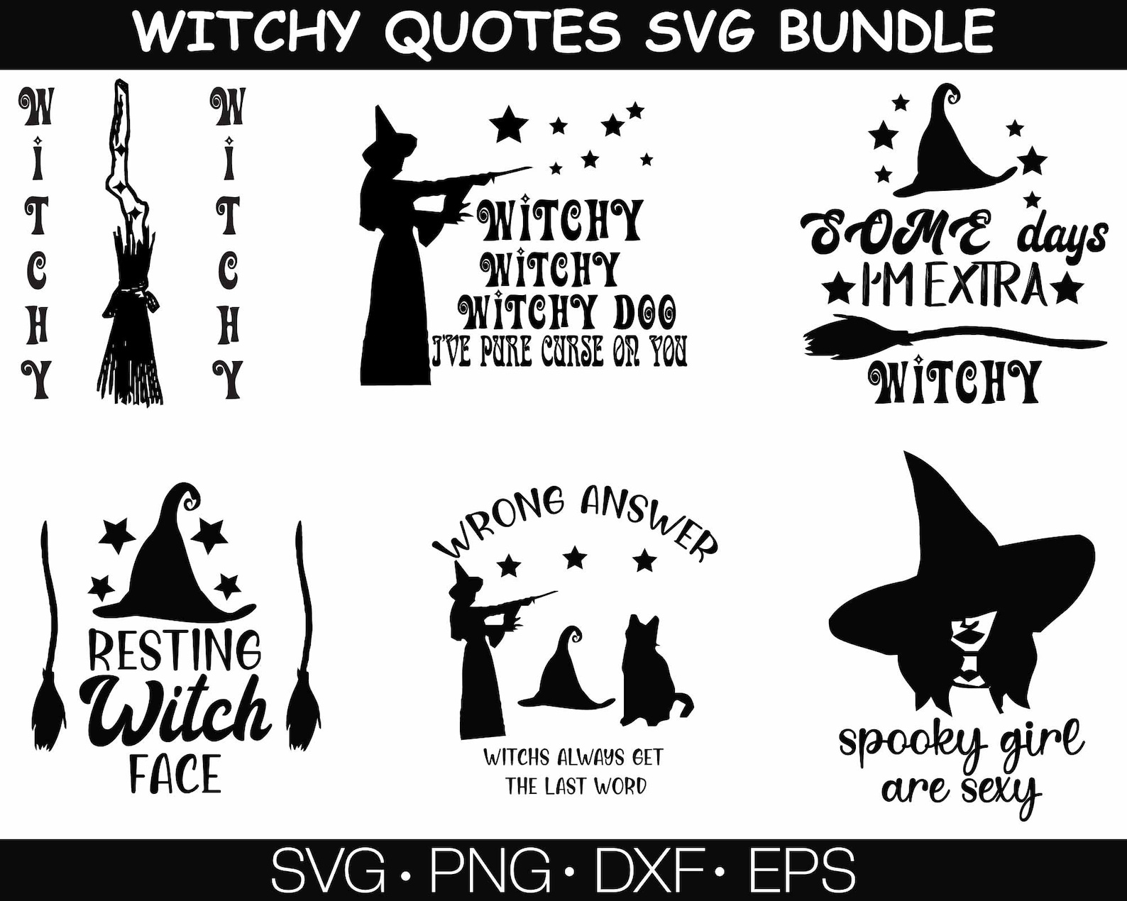 Witchy Quotes Svg Bundle Witch Svg Halloween Svg Horror - Etsy