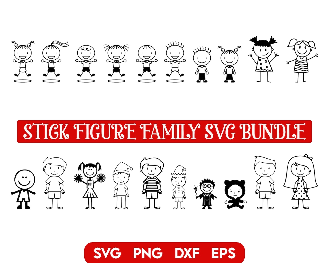 Stick Family SVG Bundle Stick Family Cut Files Stick Figure - Etsy ...