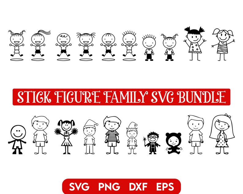 Stick Family SVG Bundle Stick Family Cut Files Stick Figure - Etsy
