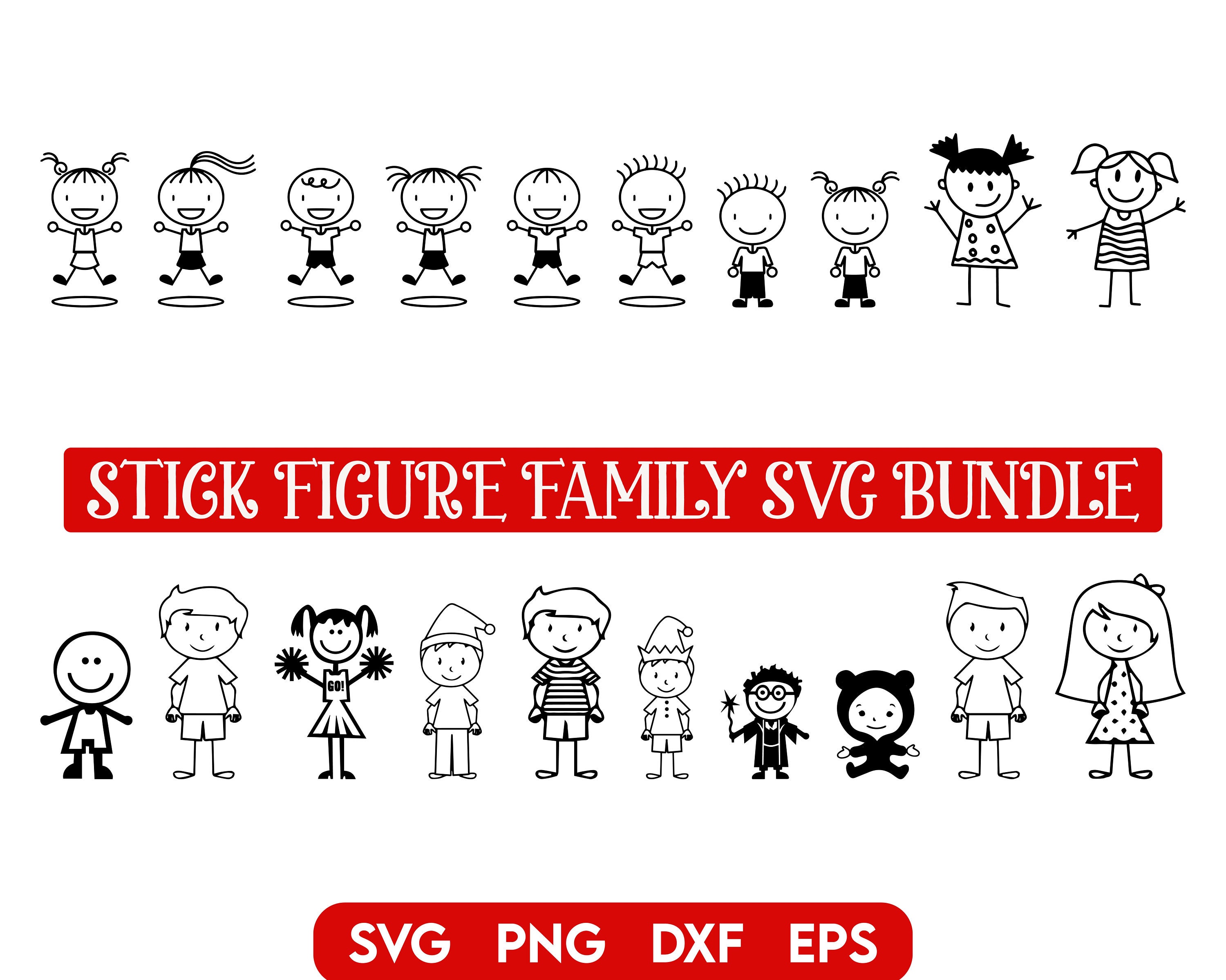 Stick Family SVG Bundle, Stick Family Cut Files, Stick Figure Svg ...