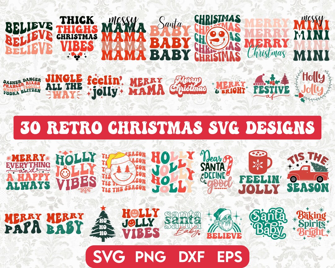 Retro Christmas SVG Bundle, Christmas Retro Svg, Christmas Svg ...