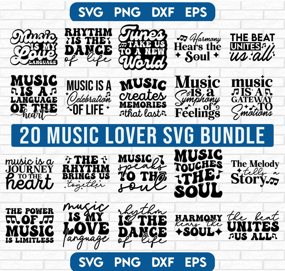 Music Lover Svg Bundle, Music Quotes Svg, Retro Music Quotes Svg ...