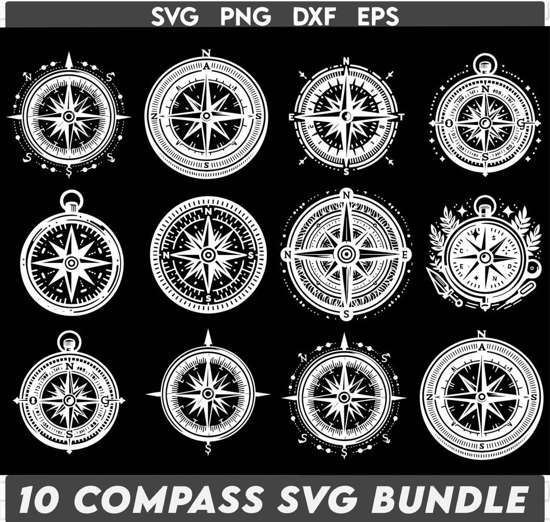 Compass Svg Bundle, Compass Svg, Nautical Compass, Vintage Compass ...