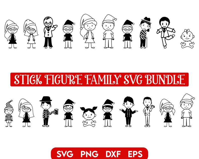 Stick Family SVG Bundle Stick Family Cut Files Stick Figure - Etsy
