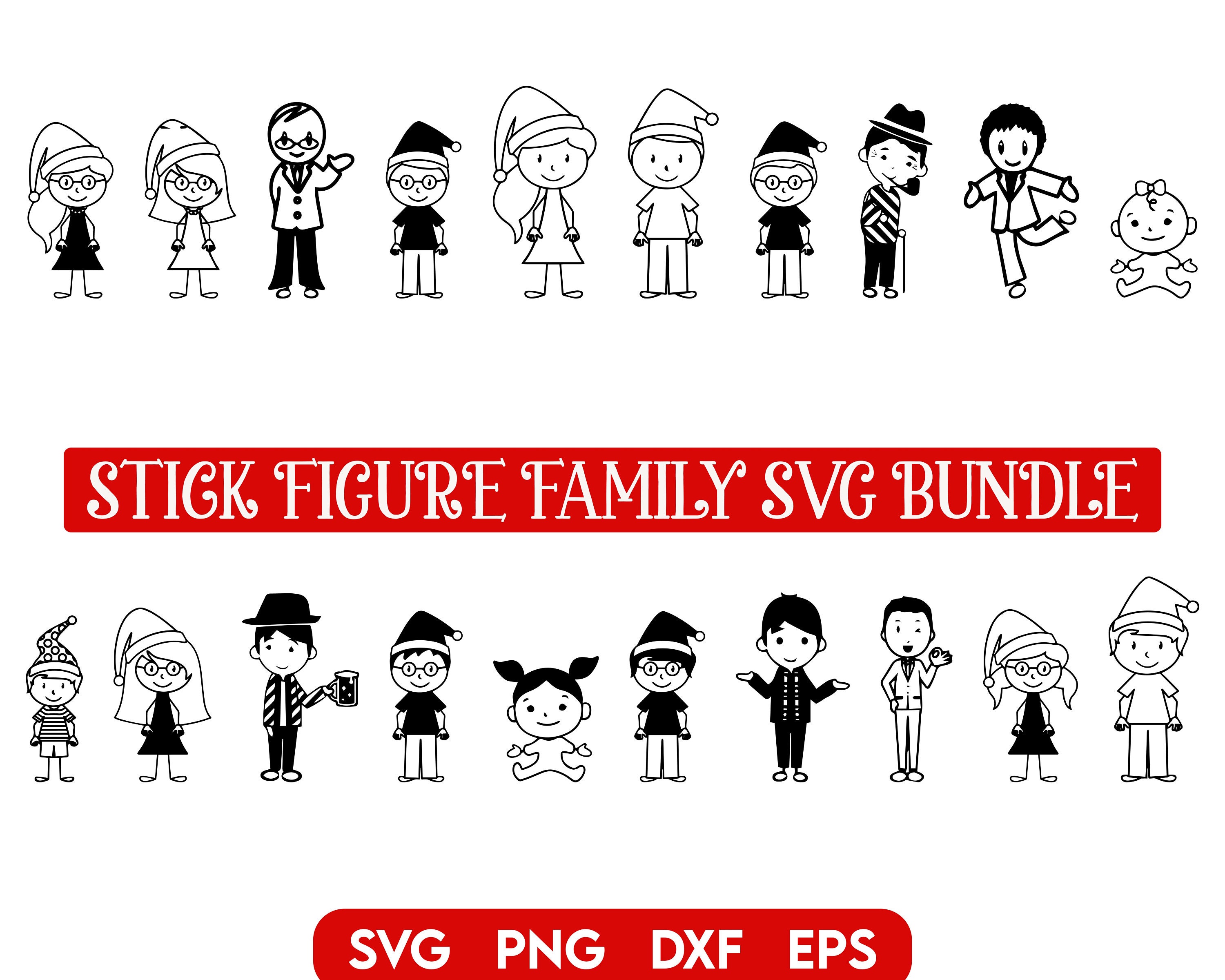 Stick Family SVG Bundle Stick Family Cut Files Stick Figure - Etsy ...