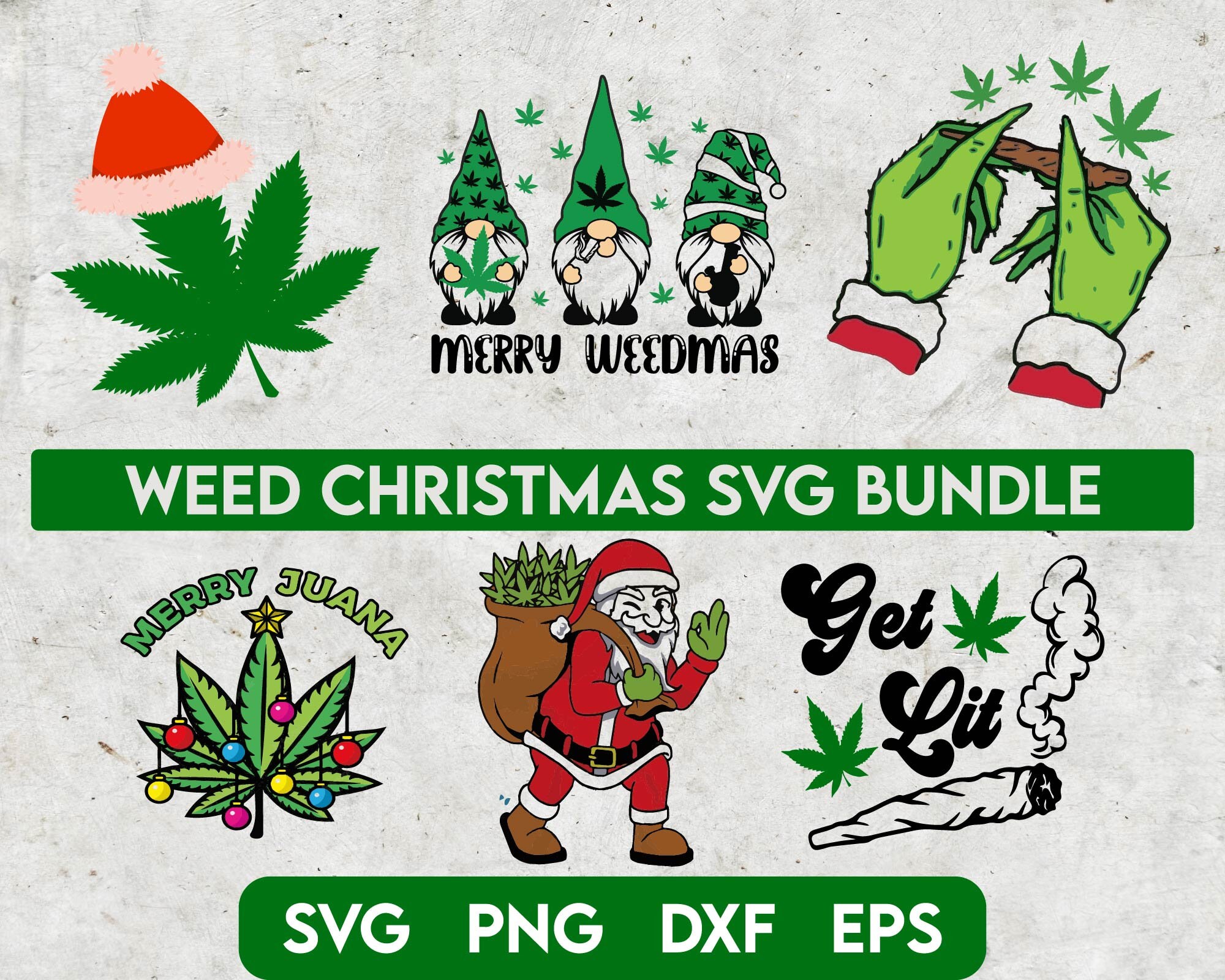 Weed Christmas BUNDLE SVG, Xmas Cannabis Svg, Decor Quotes, Marijuana ...