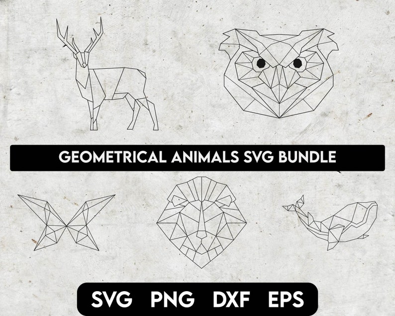 Geometric Animals Faces SVG Bundle, Animal Svg, Origami Animal, Animal ...