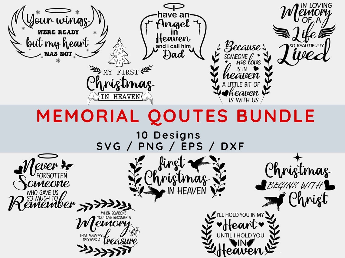 Memorial Svg Bundle Memorial Quotes Svg Rest in Peace Svg | Etsy Canada