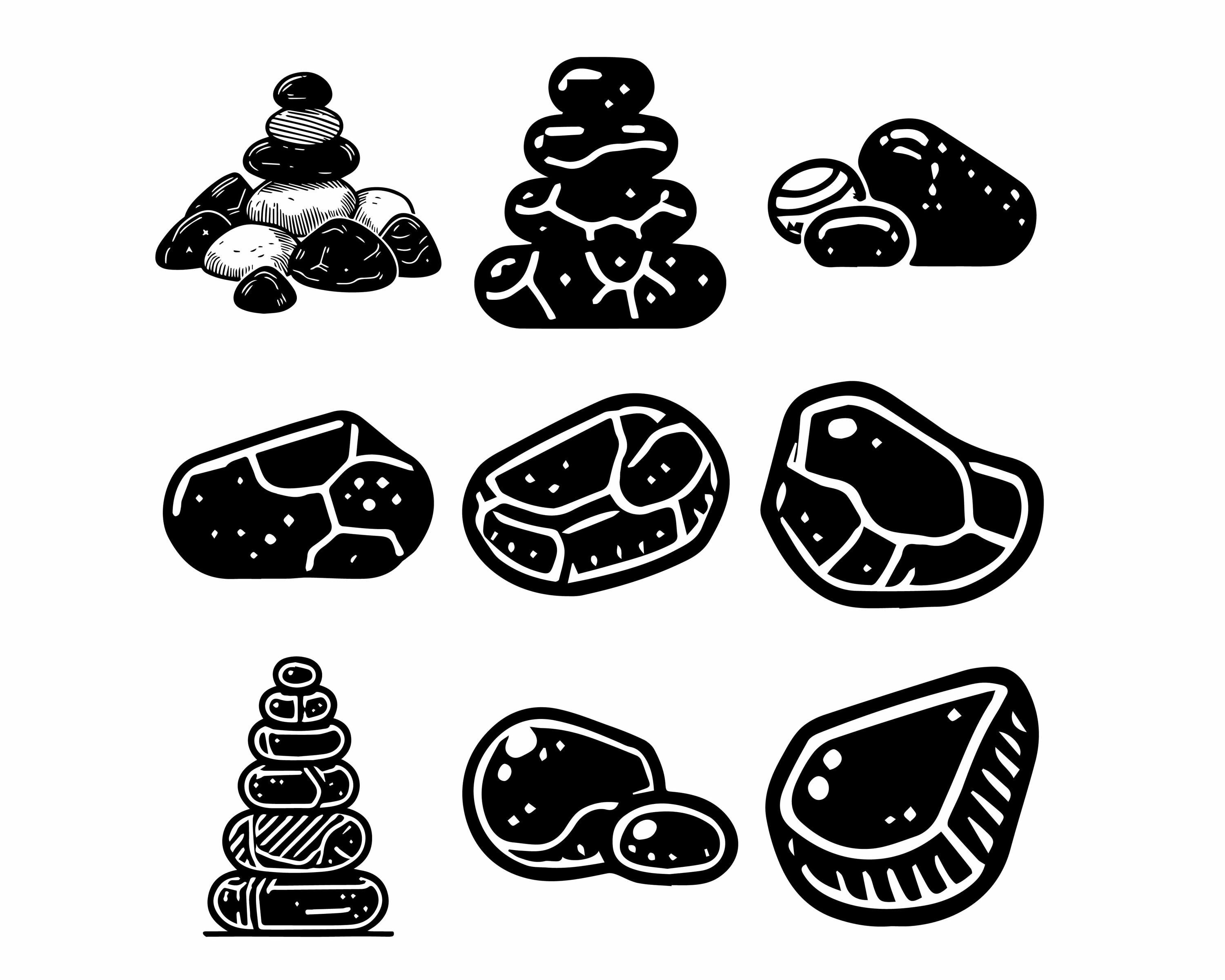 Pile of Stones SVG Bundle, Pile of Rocks Boulder Stone Stack Mound Heap ...
