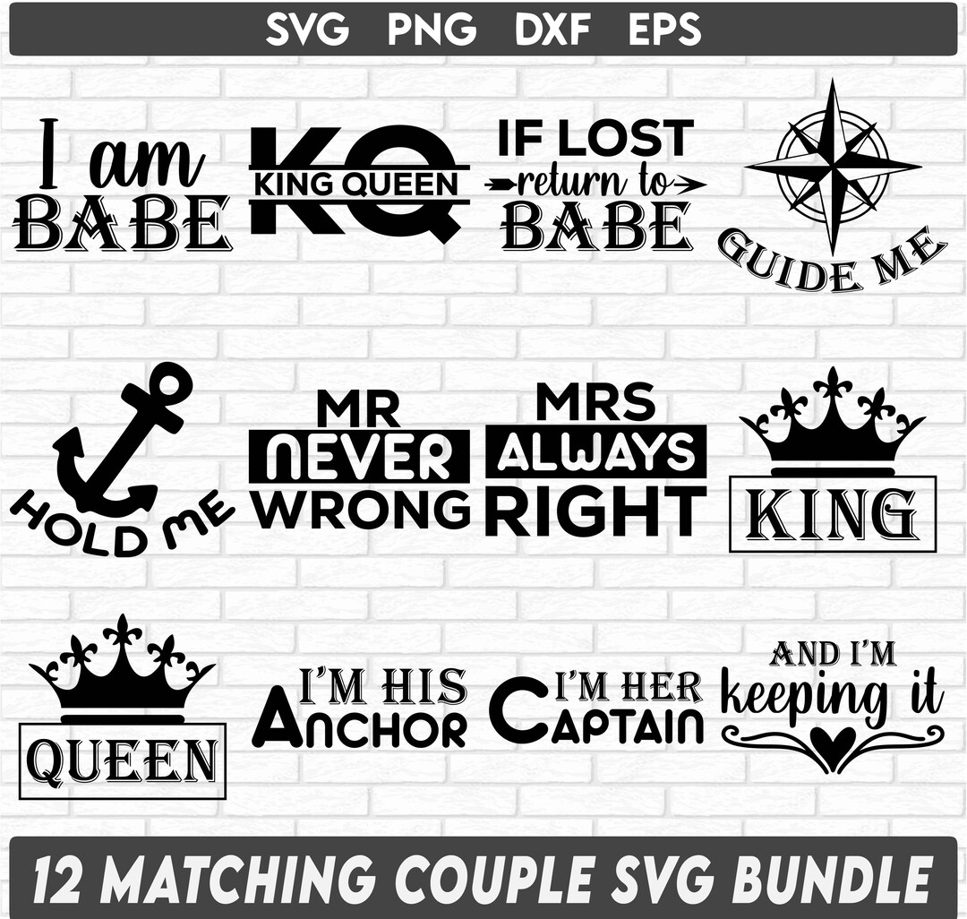 Couple SVG Bundle, Matching Couple Svg, Couple Svg for Shirt, Valentine ...