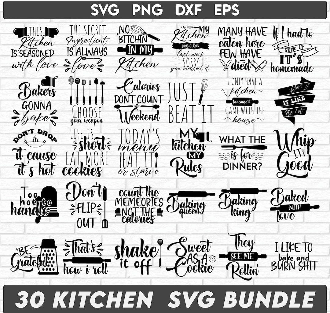 Kitchen Svg Bundle, Kitchen Cut File, Baking Svg, Kitchen Sign, Cooking ...