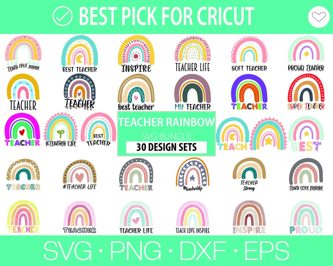 Teacher Rainbow Svg Bundle, Teacher Rainbow Png SVG, Teacher Life Svg ...
