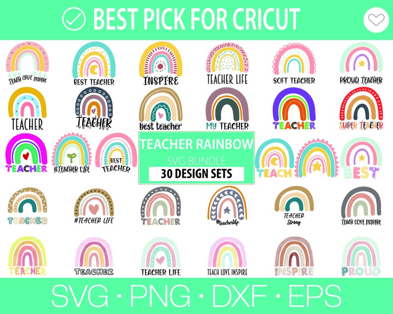 Teacher Rainbow Svg Bundle, Teacher Rainbow Png SVG, Teacher Life Svg ...