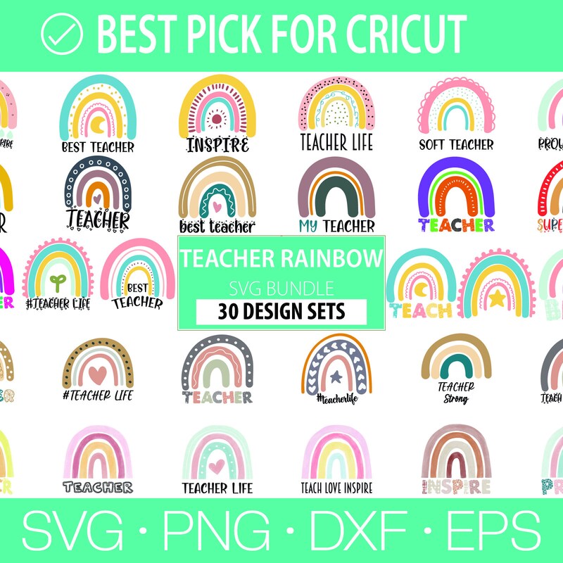 Rainbow Teacher Svg - Etsy