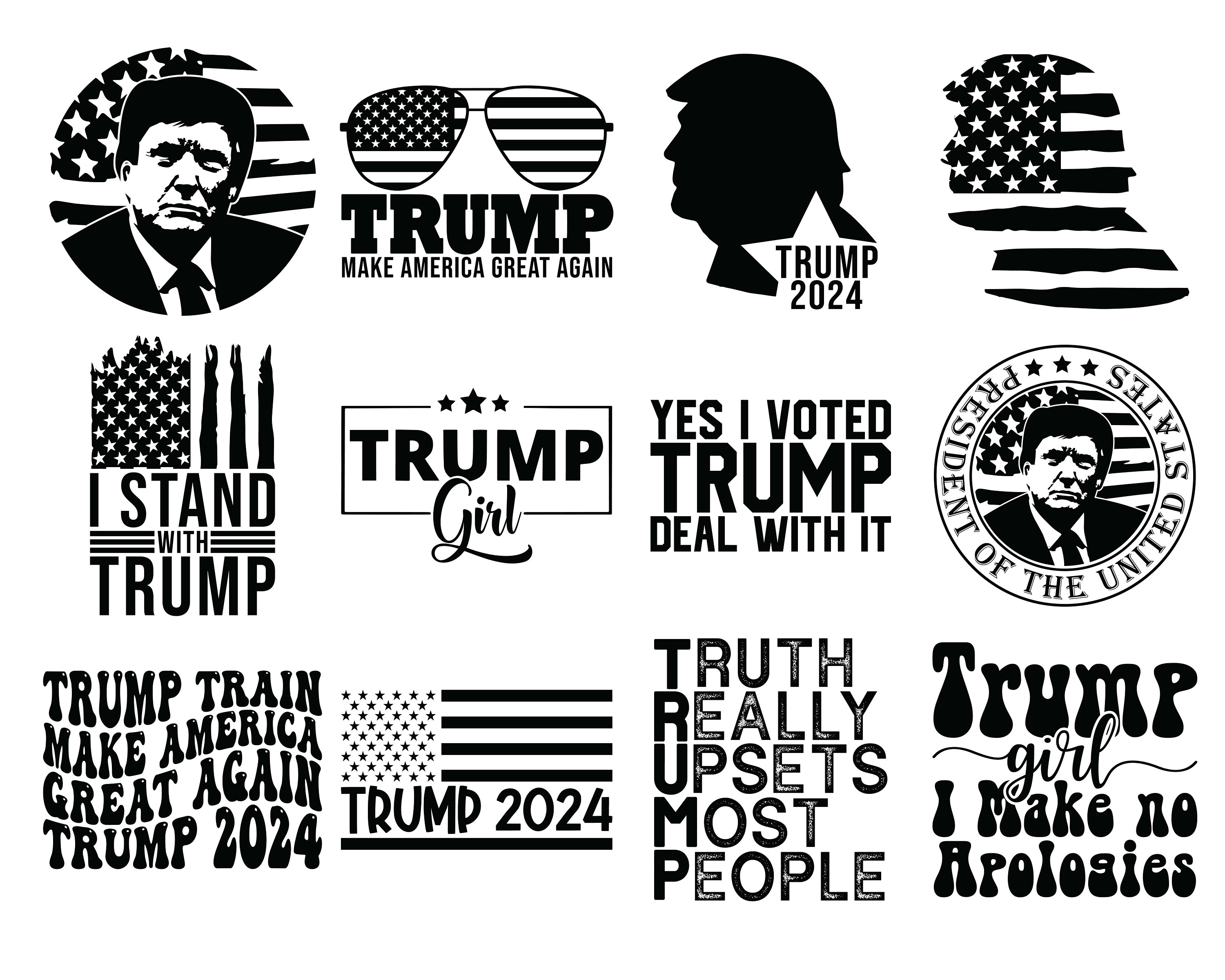 Trump 2024 Svg Bundle, Trump 2024 Clipart, Trump Cricut, USA Flag Svg ...