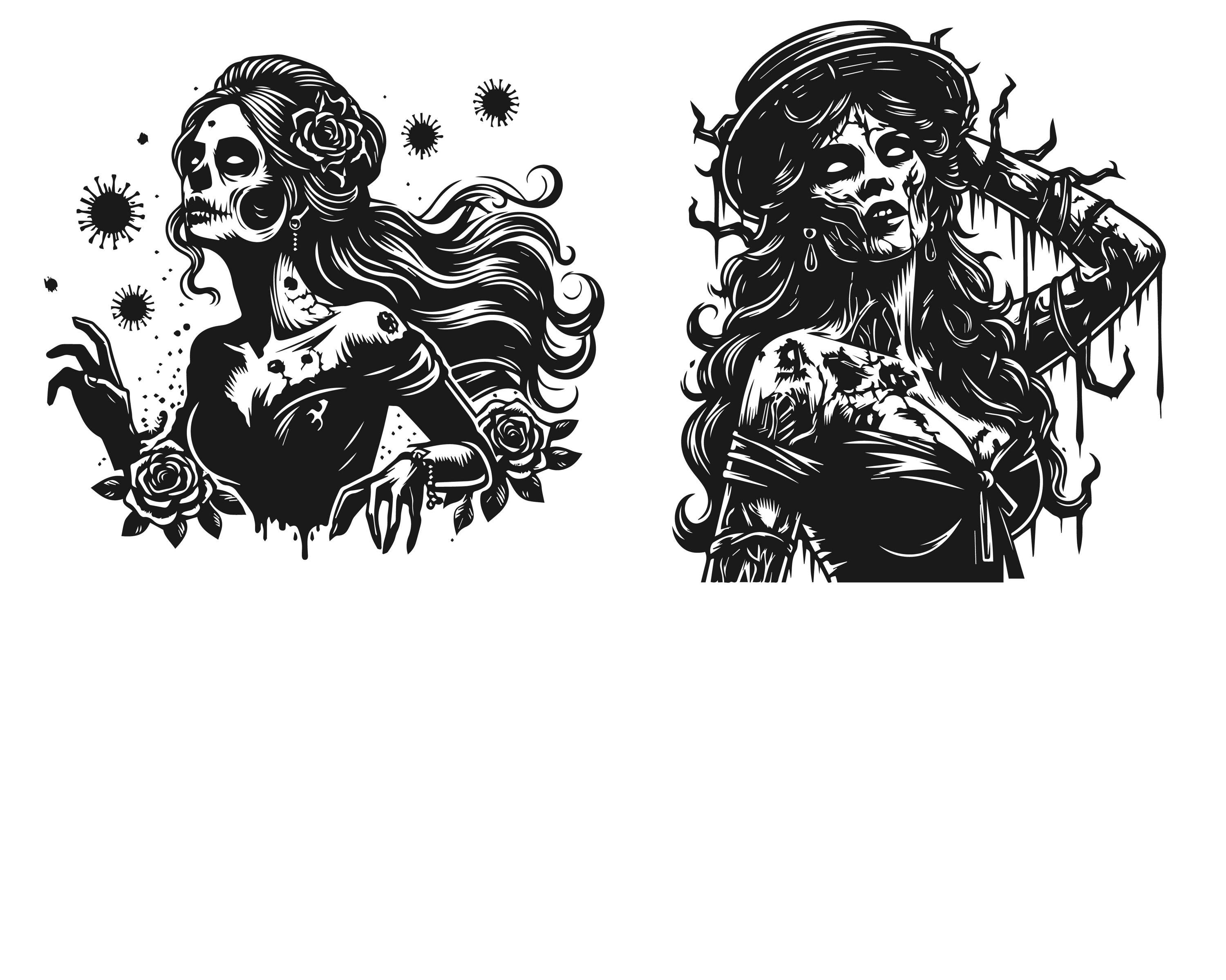 Zombie Lady SVG Bundle, Zombie Svg, Halloween Svg Bundle, Cute Zombie ...