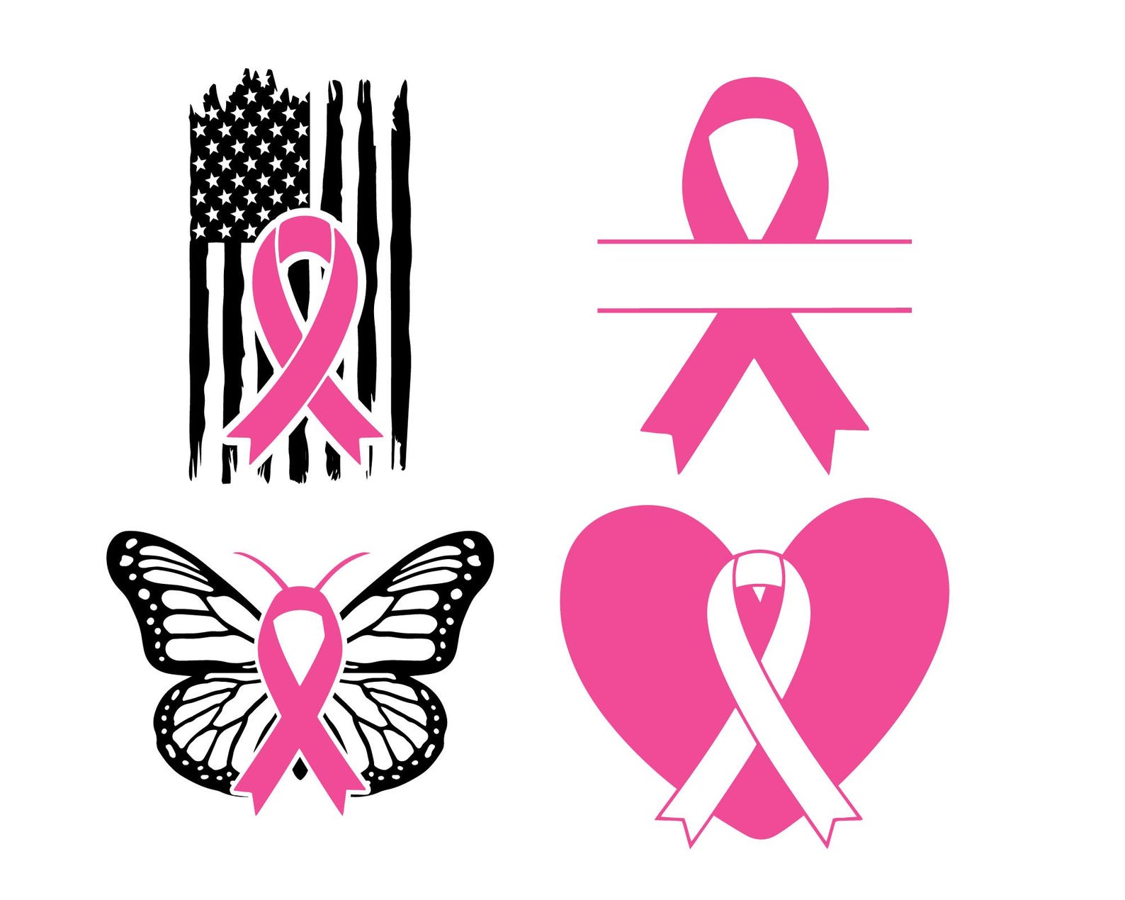 Cancer Ribbon SVG Bundle, Pink Ribbon SVG, Survivor Ribbon Svg, Breast ...
