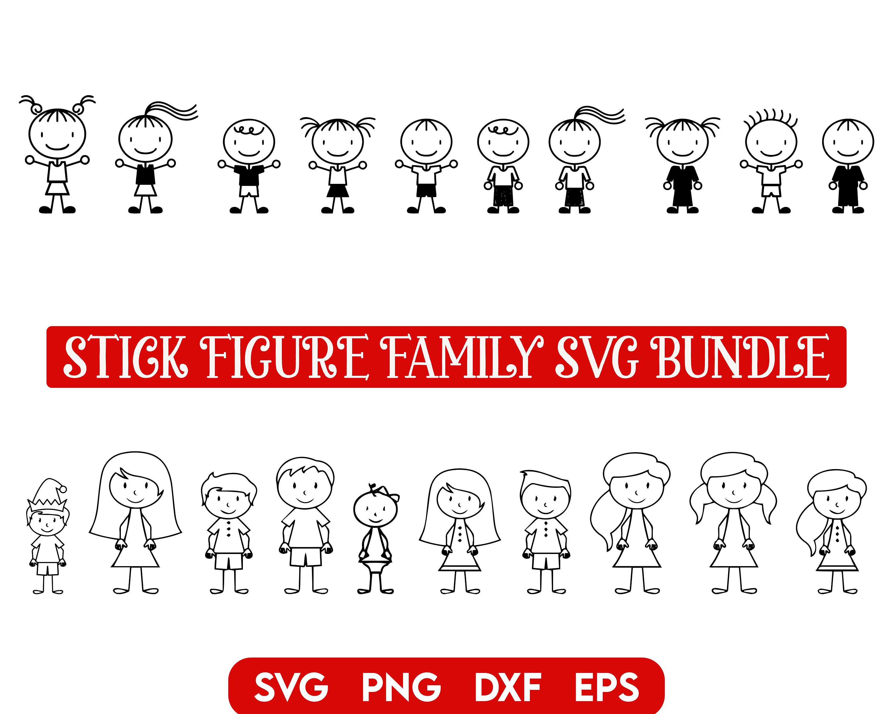 Stick Family SVG Bundle Stick Family Cut Files Stick Figure - Etsy UK