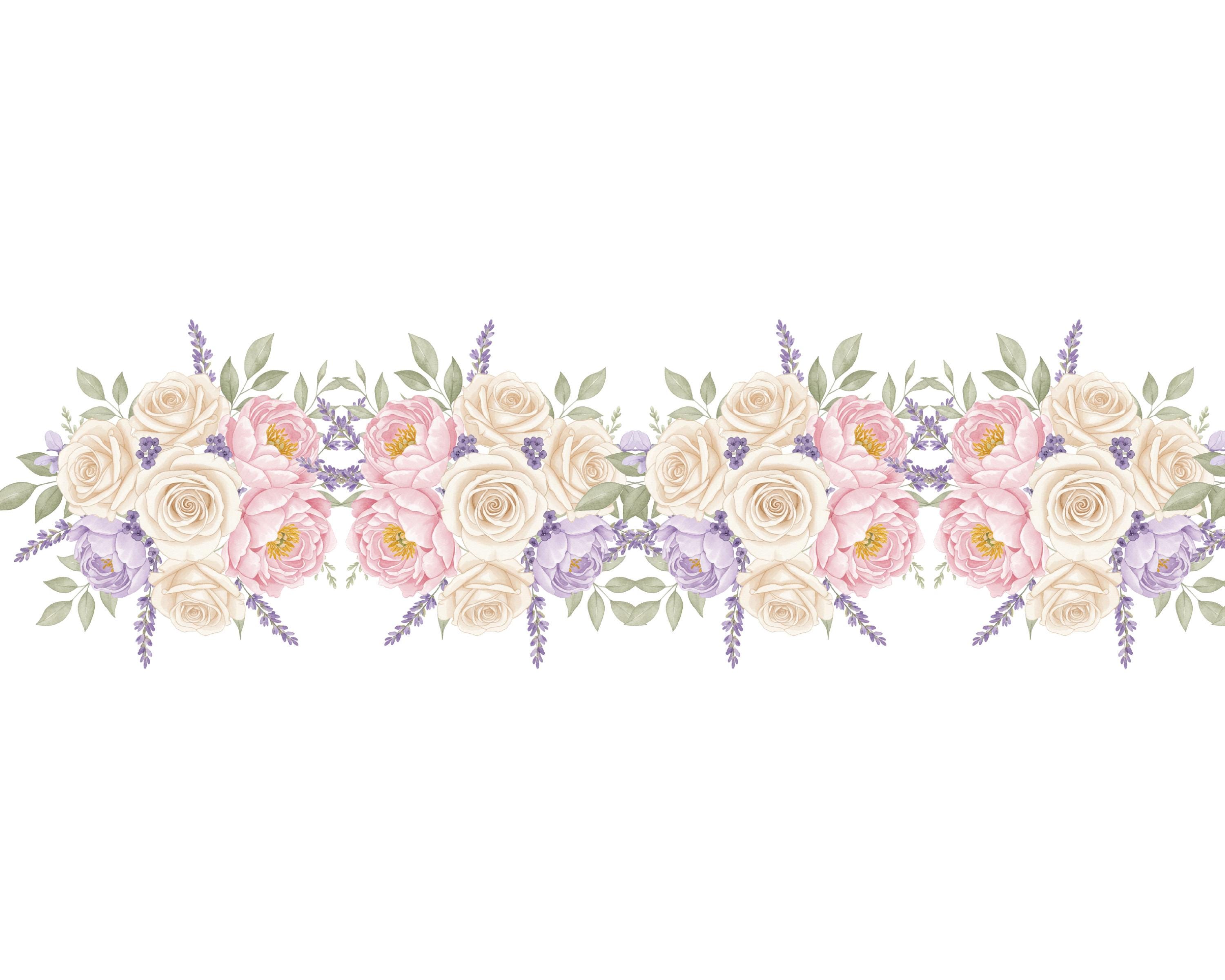 Floral Border Clipart Bundle PNG, Floral Clipart, Seamless Flower ...