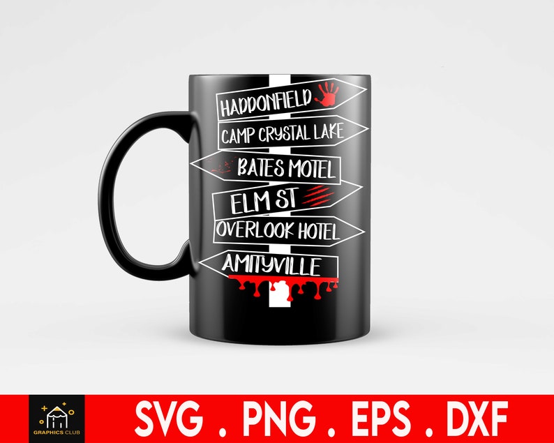 Horror Street Sign Svg, Haddonfield Sign, Camp Crystal Lake Sign, Bates ...