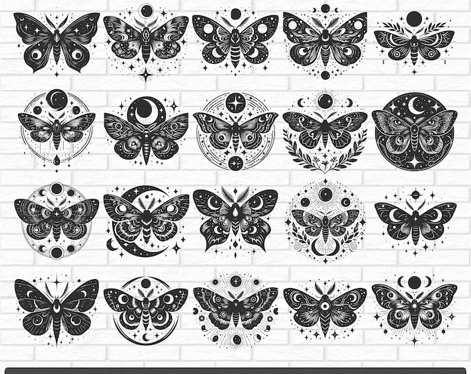 Moth Svg Bundle, Witch Moth Svg, Boho Moth Svg, Moth Line Drawing, Cut ...