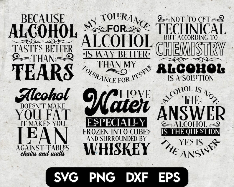Alcohol SVG Bundle Funny Flask Sayings Svg Whiskey Quotes - Etsy