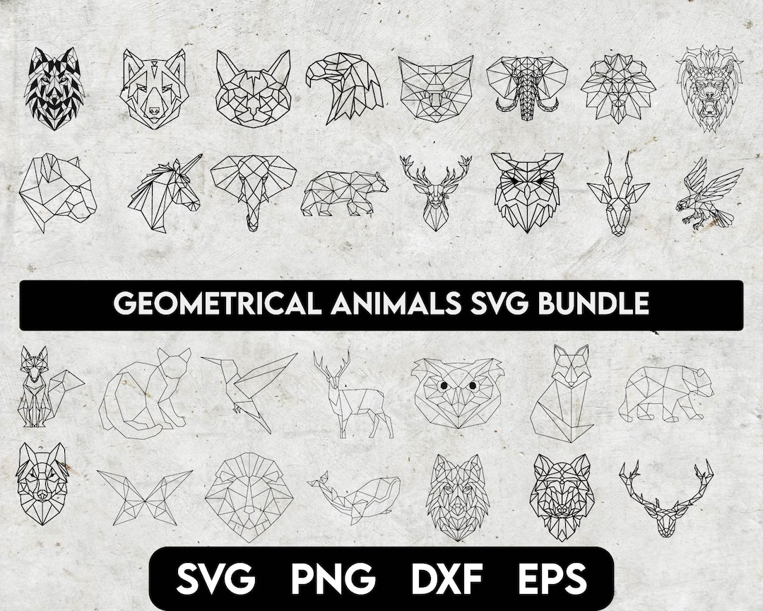 Geometric Animals Faces SVG Bundle, Animal Svg, Origami Animal, Animal ...