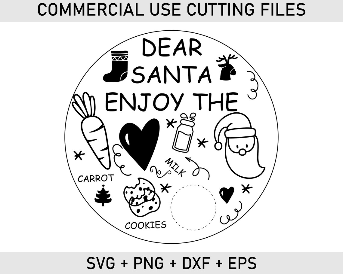 Santa Plate SVG, Santa SVG, Round Santa Tray Svg, Santa Cookie Plate ...