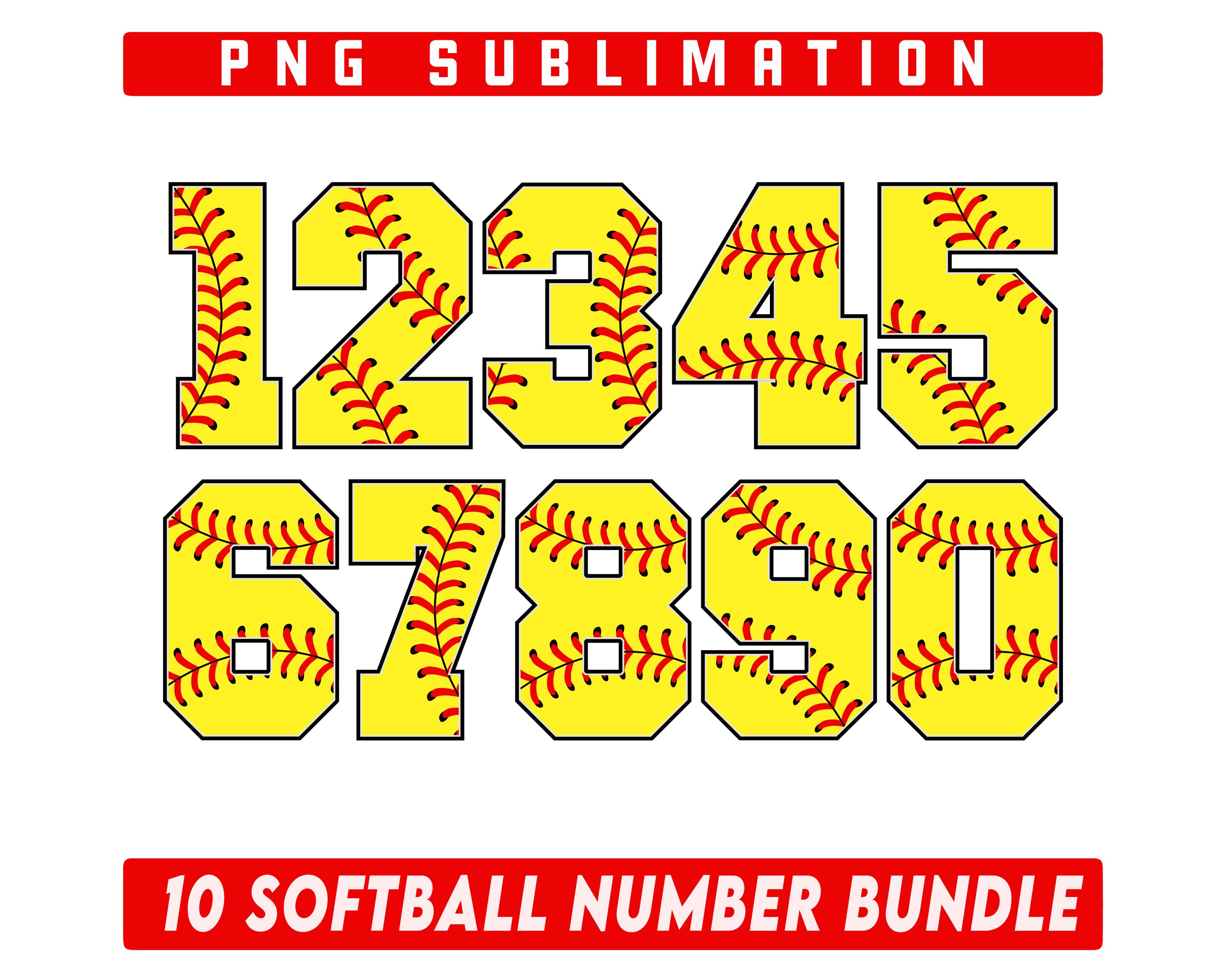 Softball Number Png Bundle, Varsity Letters Design, Softball Team ...