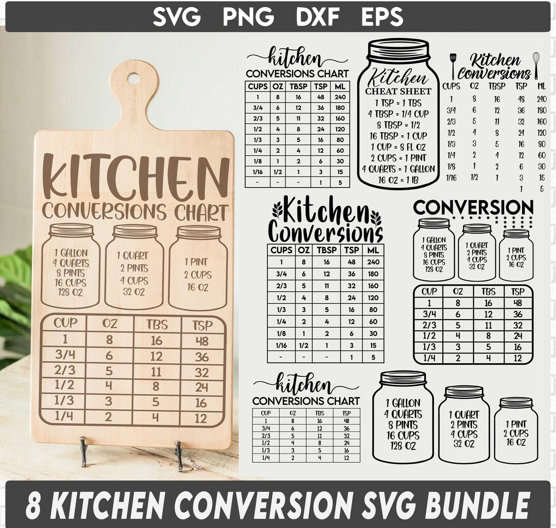 Kitchen Conversion Chart Svg, Decorative Kitchen Conversion, Kitchen ...