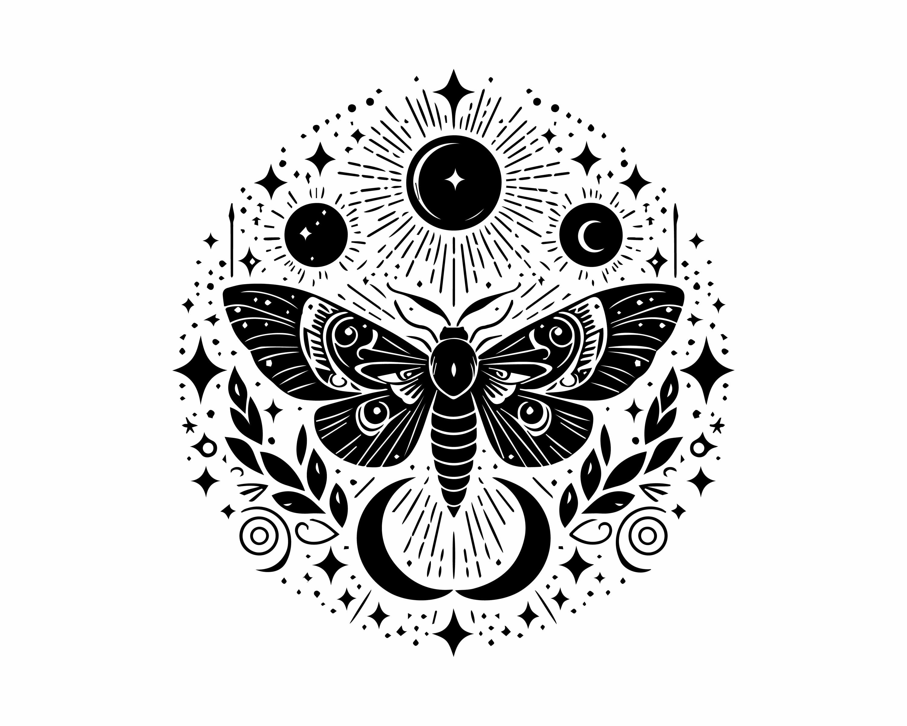 Moth SVG Bundle, Moth Line Drawing, Moth SVG, Moths Clipart, Boho Moth ...