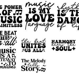 Music Lover Svg Bundle, Music Quotes Svg, Retro Music Quotes Svg ...