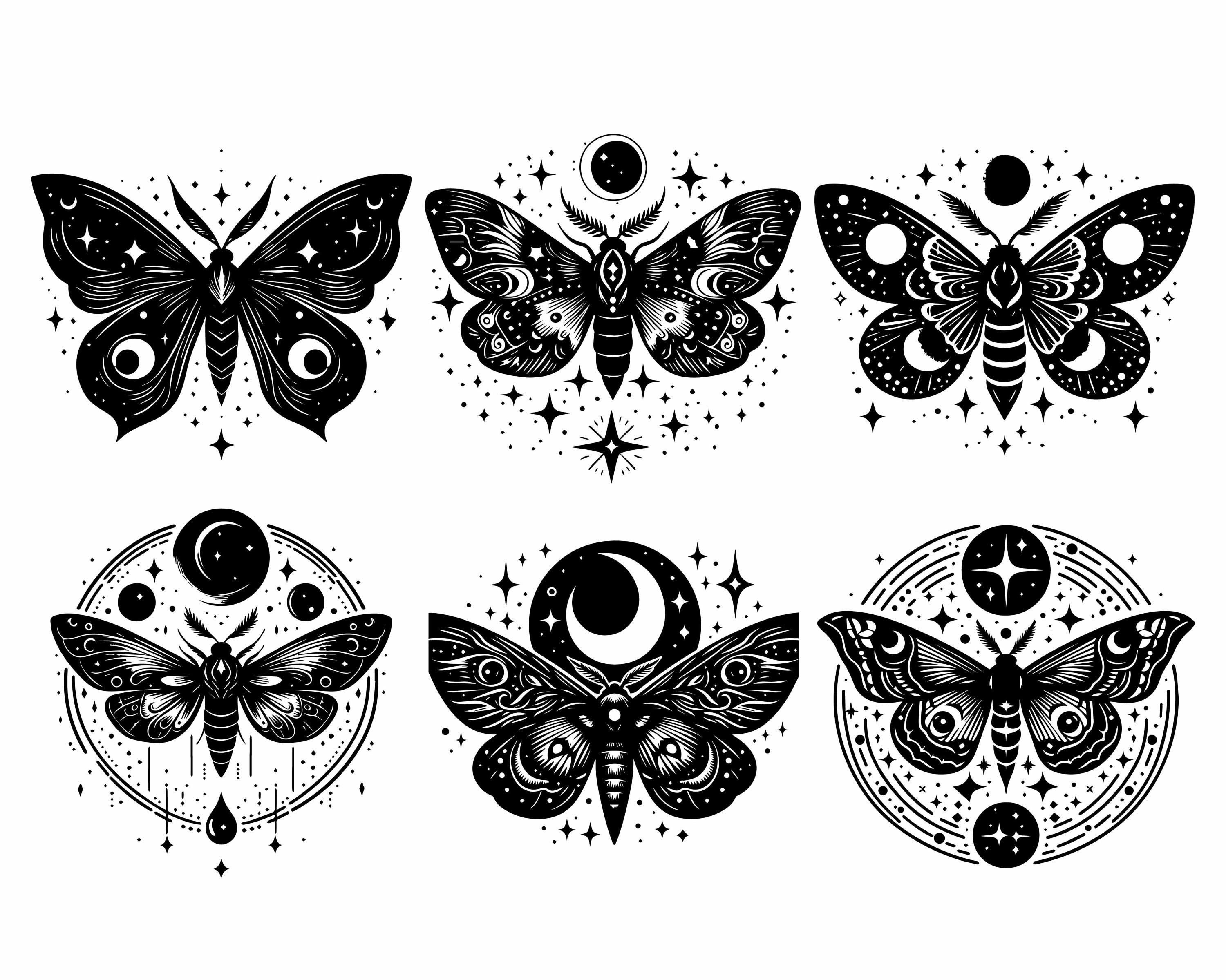 Moth SVG Bundle, Moth Line Drawing, Moth SVG, Moths Clipart, Boho Moth ...